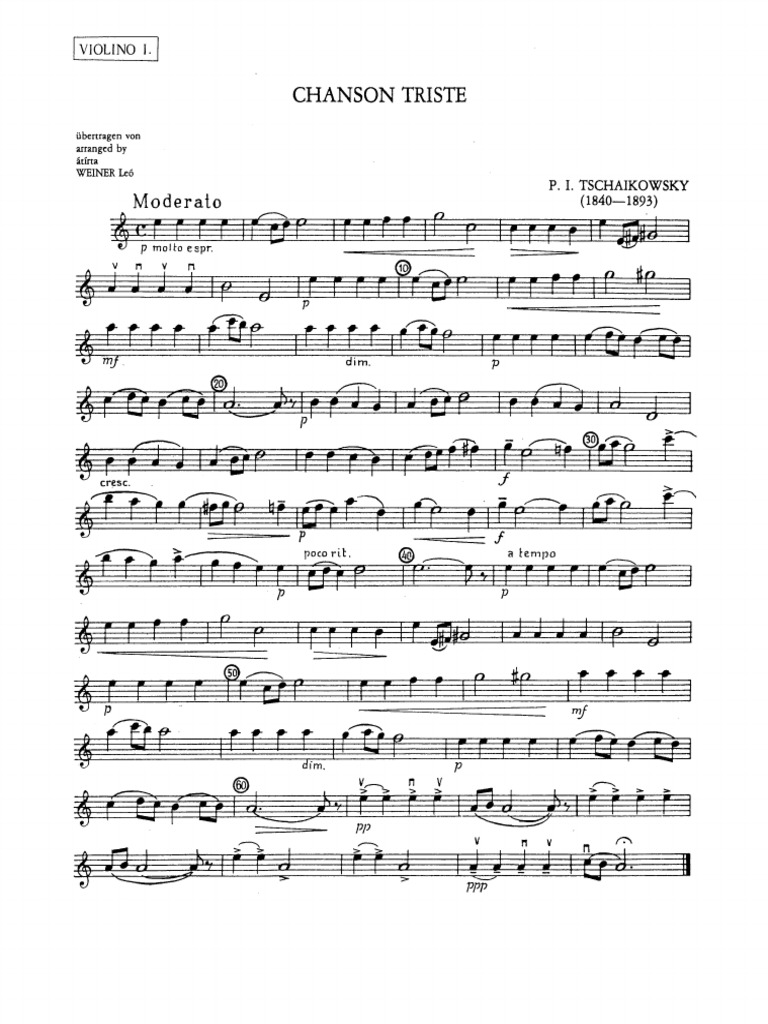 01_Tchaikovsky-Weiner-Chanson-Triste_-_Violins_I | PDF