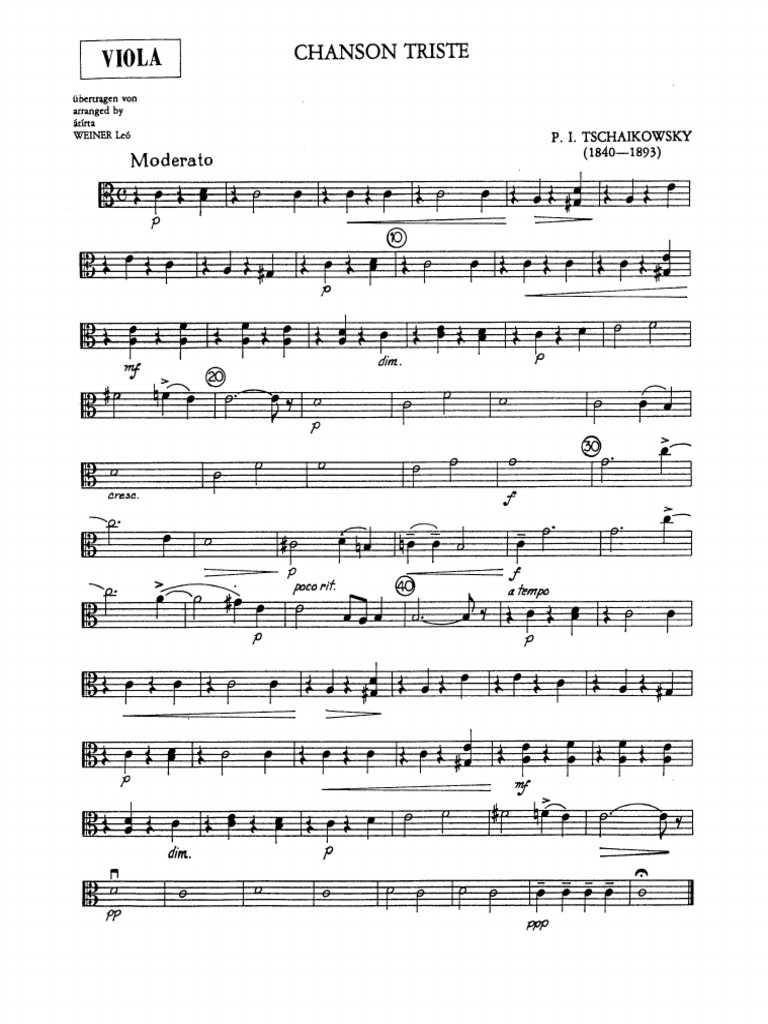 03 - Tchaikovsky Weiner Chanson Triste - Violas | PDF
