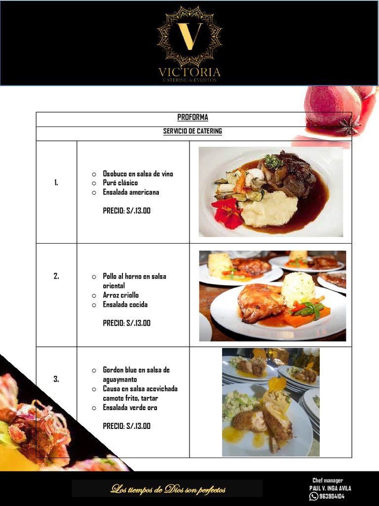 Carta Temp. 023 VICTORIA Catering&Eventos | PDF