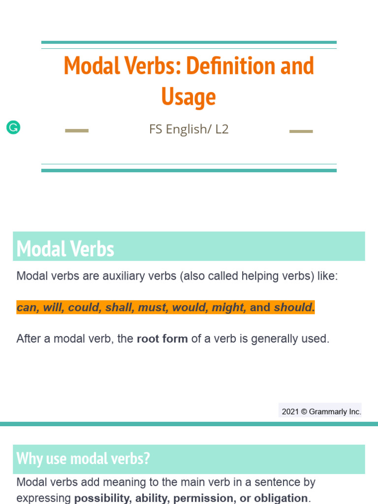 Modal Verbs: Definition & Usage Guide | PDF