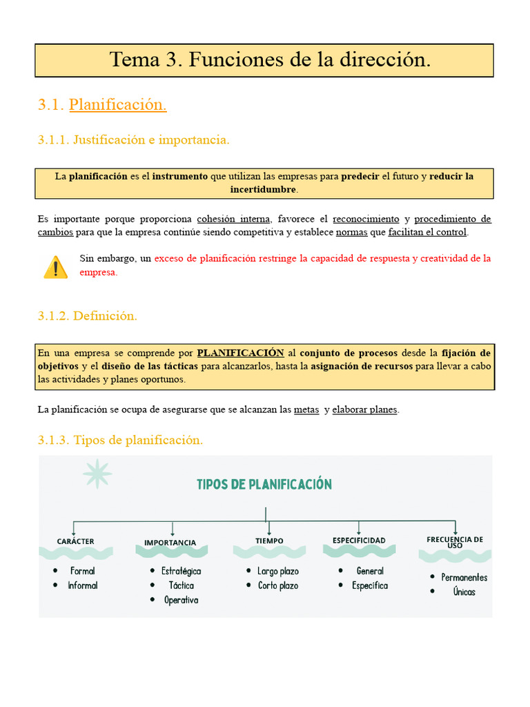 Tema 3. Funciones de La Dirección. | PDF