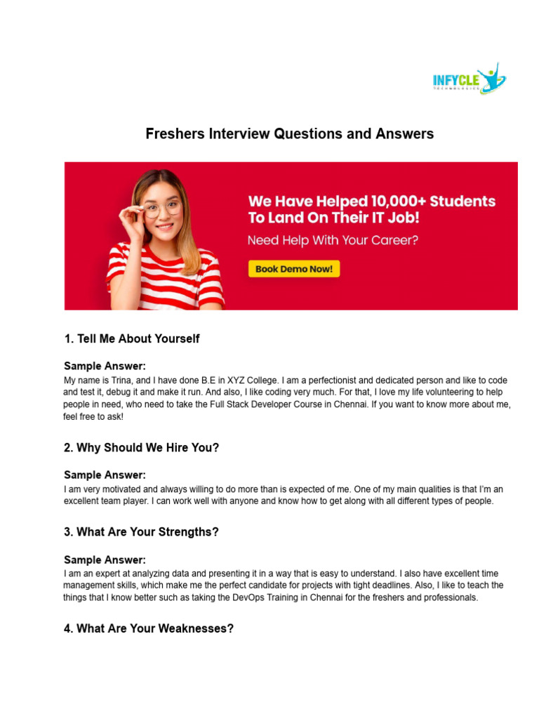 Freshers Interview Questions Answers | PDF
