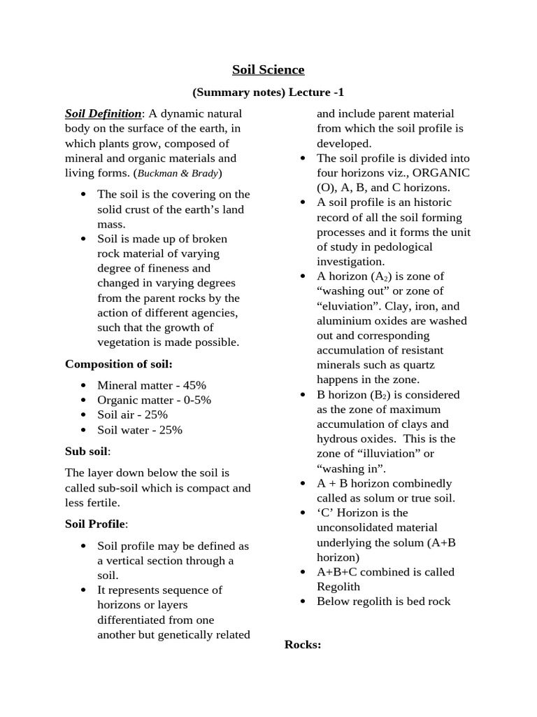 Summary notes soil basic | PDF