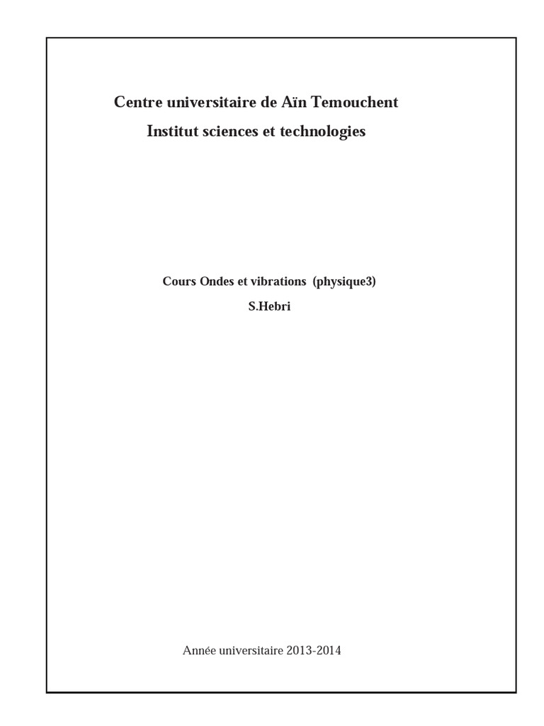 Polycopie-Ondes Et Vibration-Physique3 | PDF