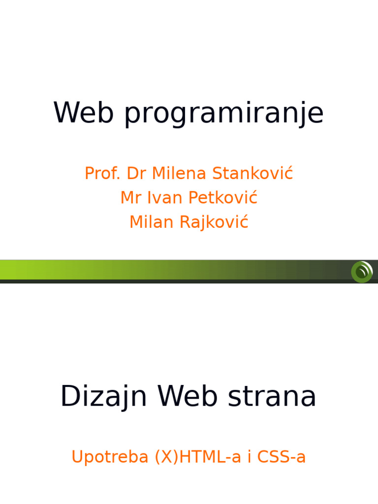Web Programiranje - 2 - Dizajn Interfejsa | PDF