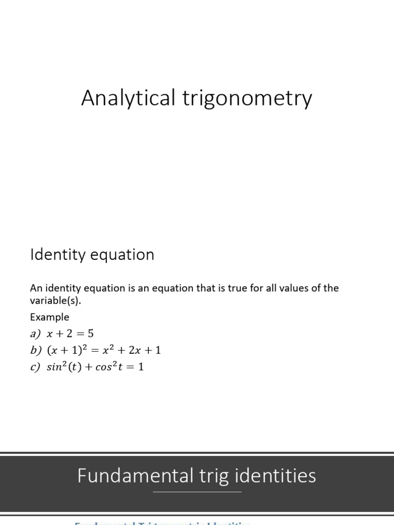 Analytical Trigonometry Pdf