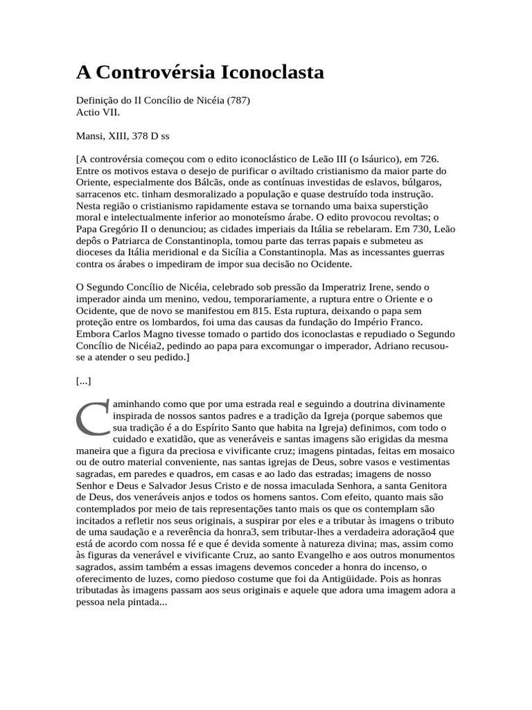 A Controvérsia Iconoclasta | PDF