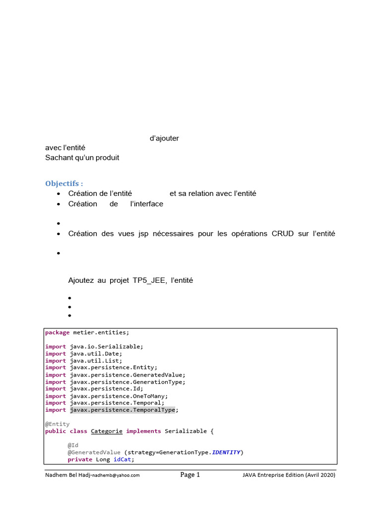 TP6 Java Ee - 2019 | PDF