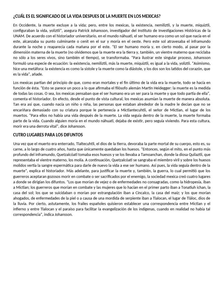 Vida y muerte en la cosmovisión mexica | PDF | azteca
