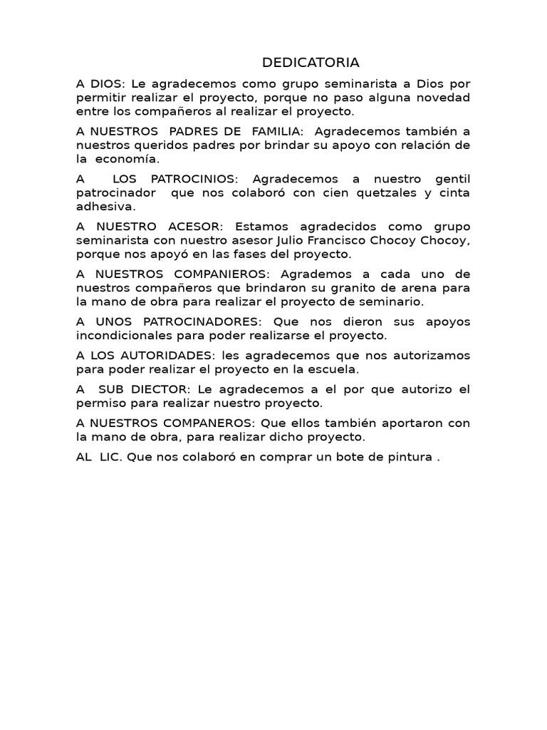 Dedicatoria Final de Seminario-1 | PDF