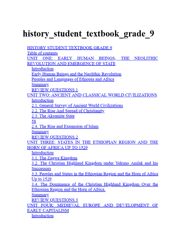 History Student Textbook Grade 9 | PDF