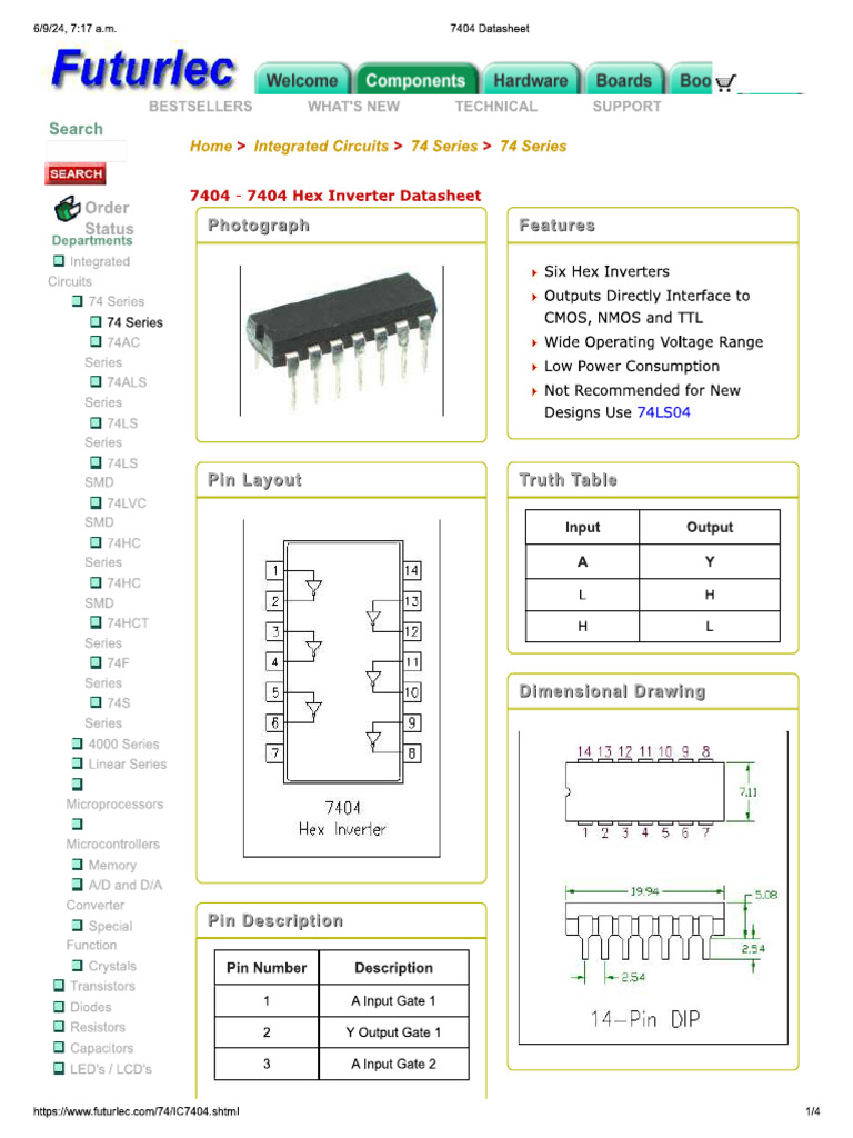 7404 Datasheet | PDF