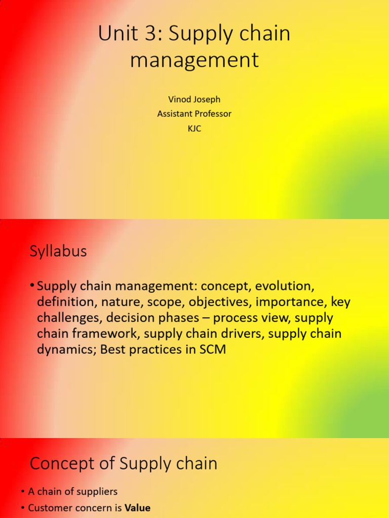 Supply Chain Management - Vinod J | PDF