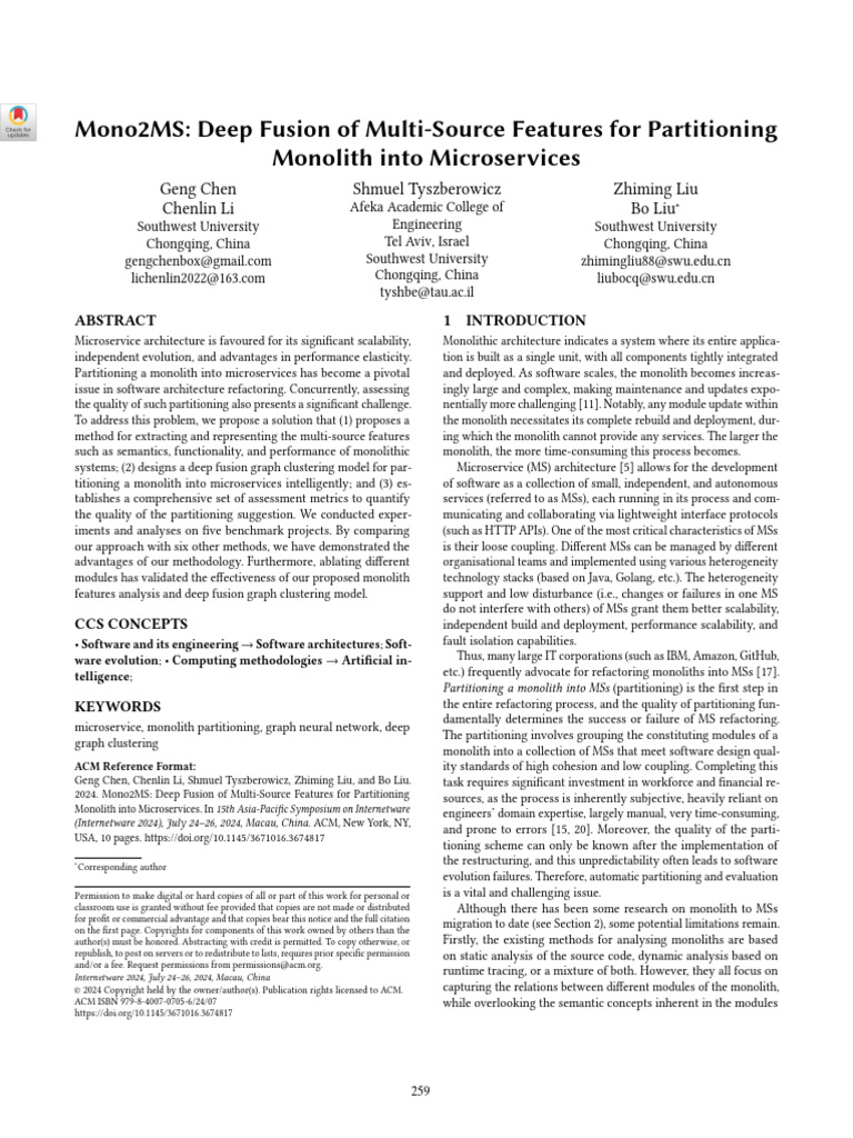 Mono2MS Deep Fusion of Multi-Source Features For Partitioning Monolith Into Microservices | PDF