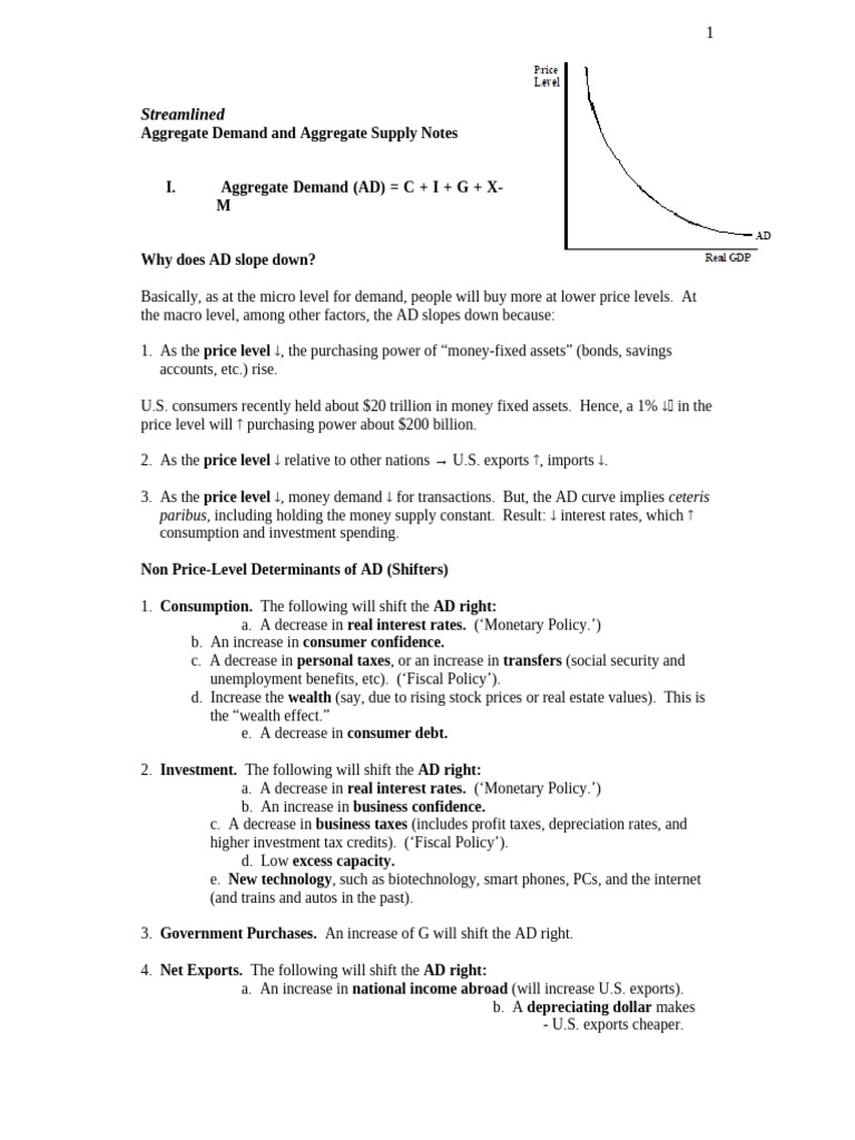 Streamlined Aggregate Demand and Supply Notes | PDF | Fiscal Multiplier ...