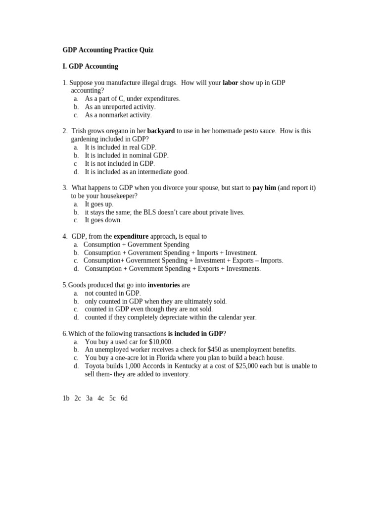 GDP Accounting Practice Quiz | PDF | Business