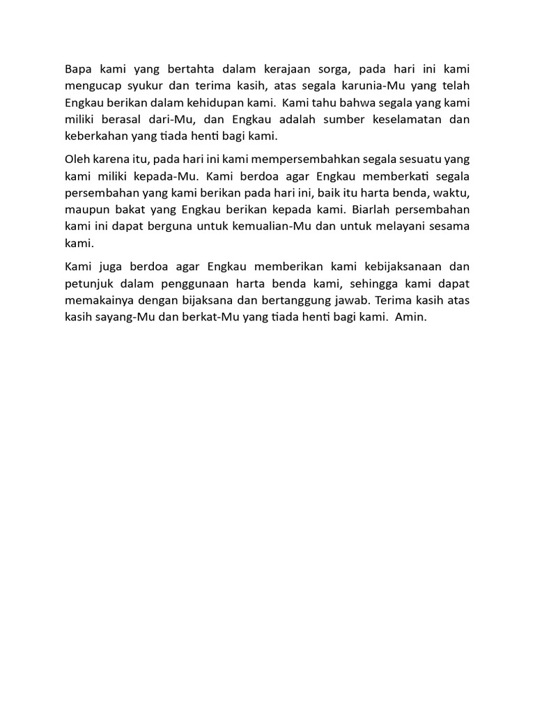 Doa Persembahan Syukur | PDF