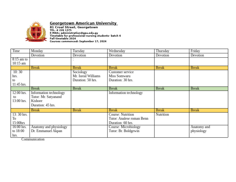 Batch 6, 2024 Fall Timetable (9th Sep To 13 Dec-1 | PDF