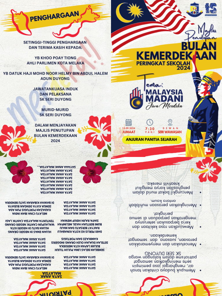 BUKU PROGRAM MAJLIS PENUTUPAN BULAN KEMERDEKAAN 2024 (1) - Booklet | PDF
