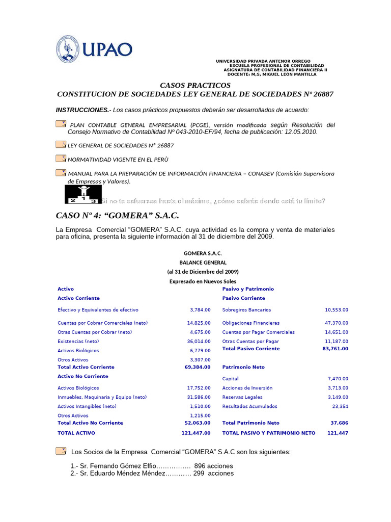 Caso Practico #2 Gomera Sac | PDF