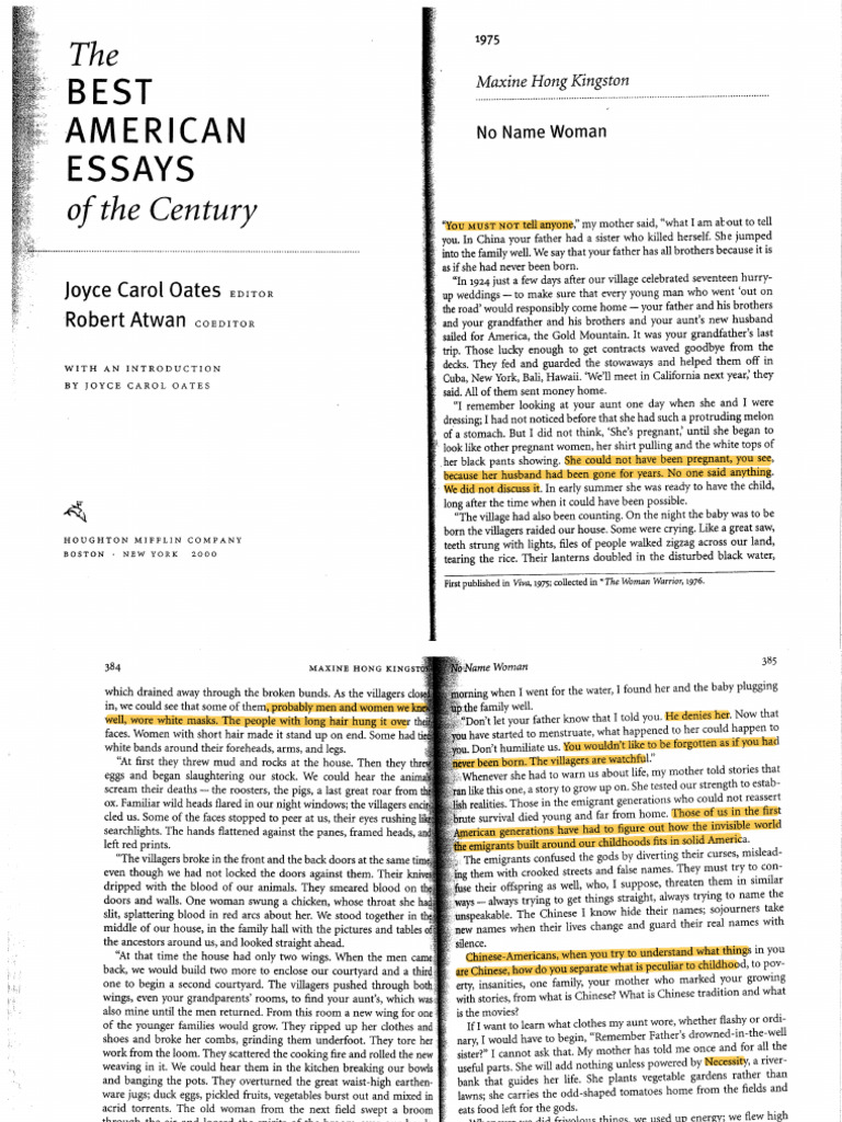 No Name Woman Kingston | PDF