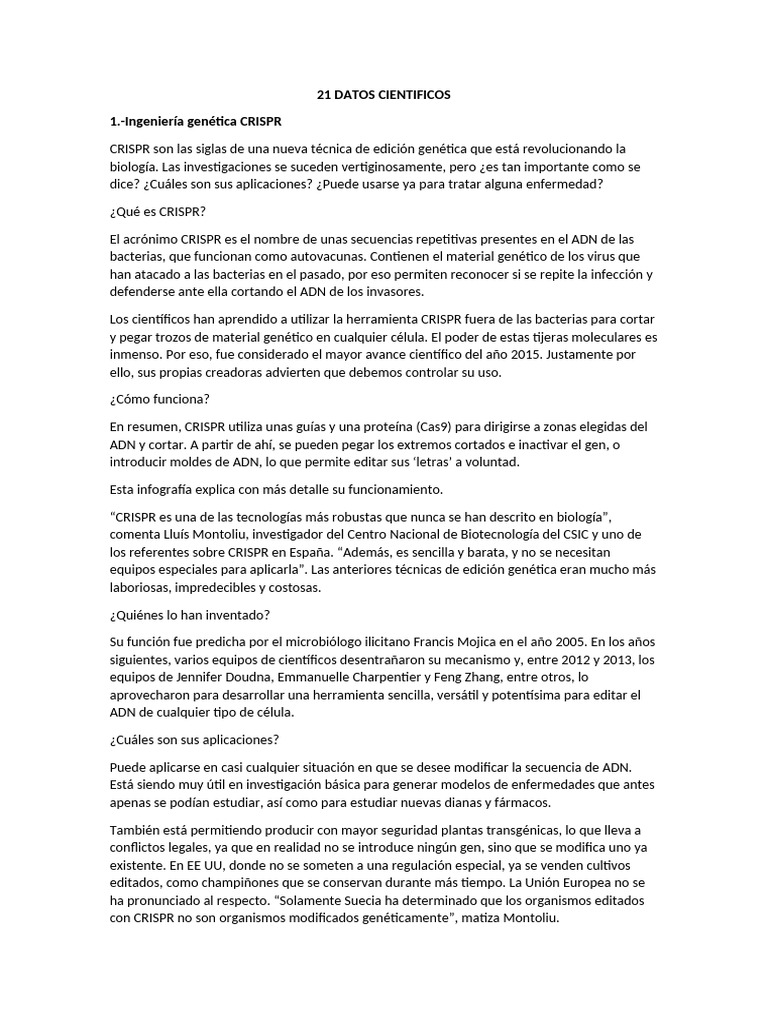 21 datos cientificos | PDF