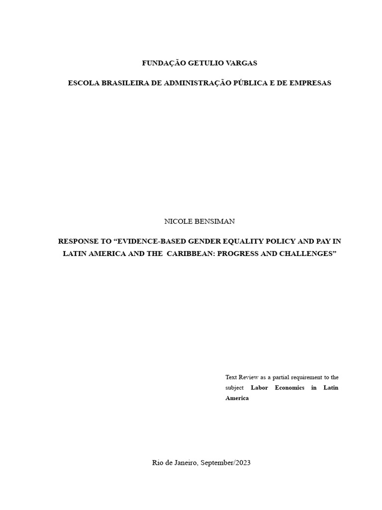 Response To Reading 2 - Final Draft | PDF | Gender | Gender Studies