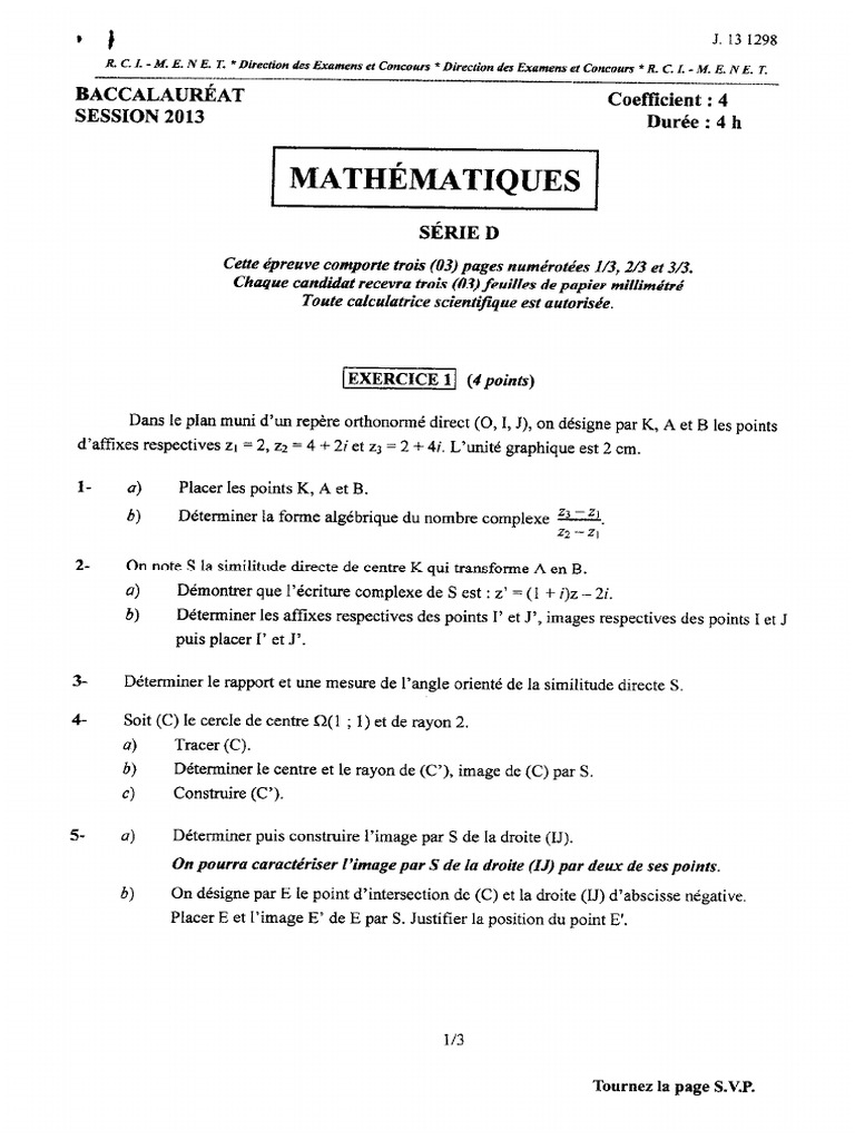 Bac D Math 2013 | PDF