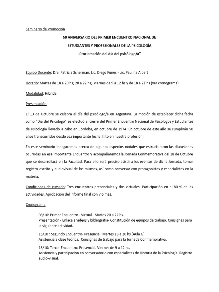 Sem Promoción Proclam Dia Psic 2024 | PDF