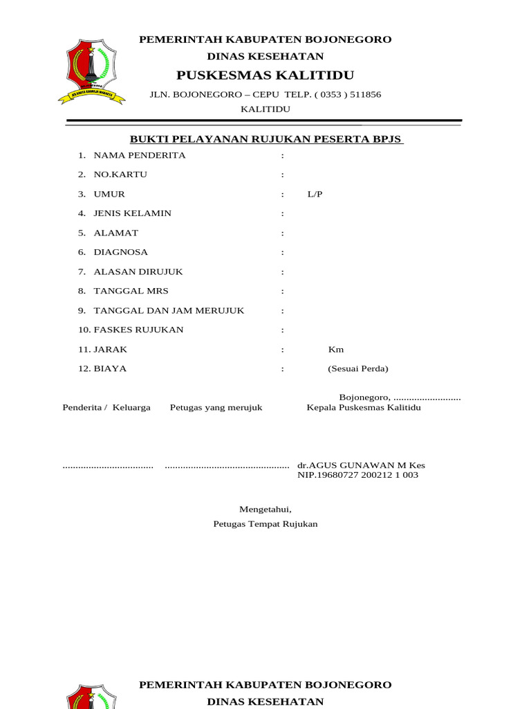 Bukti Pelayanan Rujukan BPJS | PDF