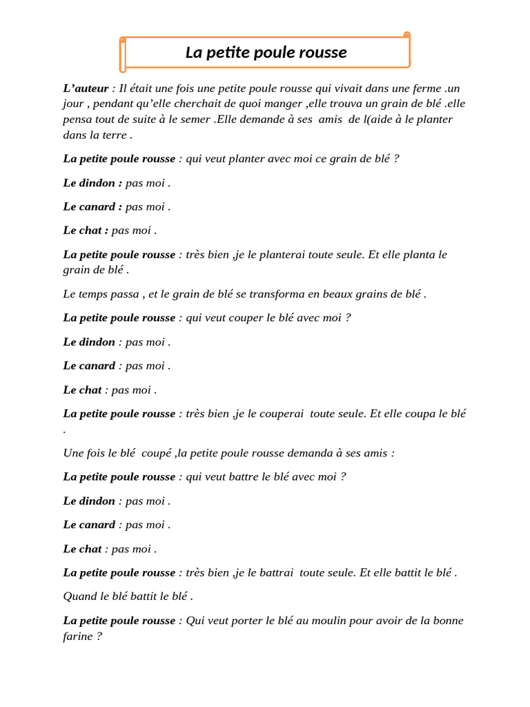 La Petite Poule Rousse | PDF