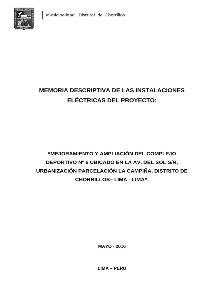 1.memoria Inst. Elect.-Complejo Dep. Nº6ff | PDF