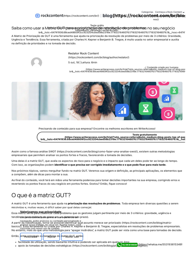 Matriz GUT - Saiba o Que É, para Que Serve e Como Montar A Sua | PDF
