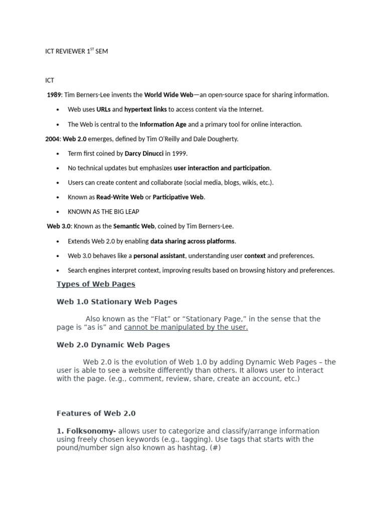 Ict Reviewer 1st Sem | PDF