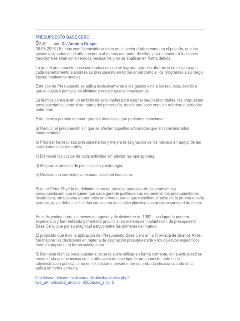 Presupuesto Base Cero Pdf