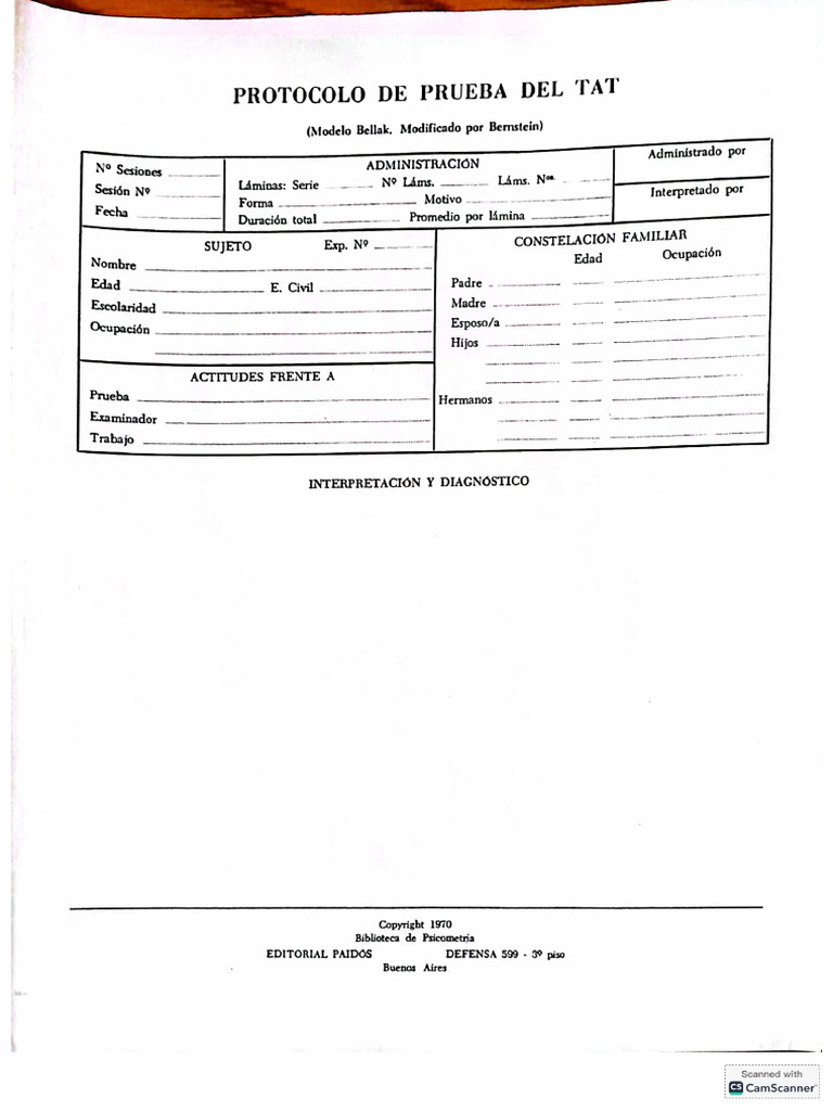 Protocolo de Prueba Del TAT | PDF