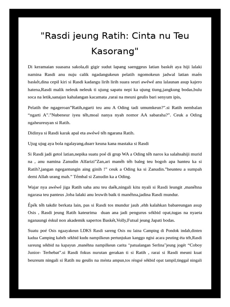 Rasdi Jeung Ratih Cinta Nu Teu Kasorang | PDF