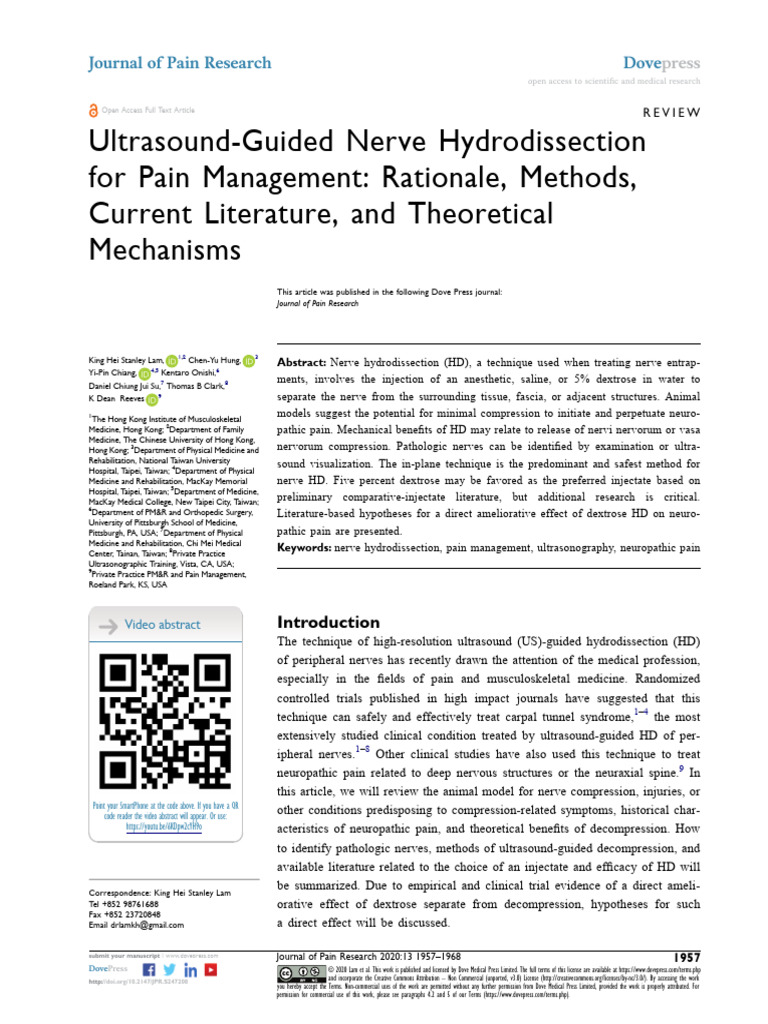 JPR 247208 Ultrasound Guided Nerve Hydrodissection For Pain Management ...