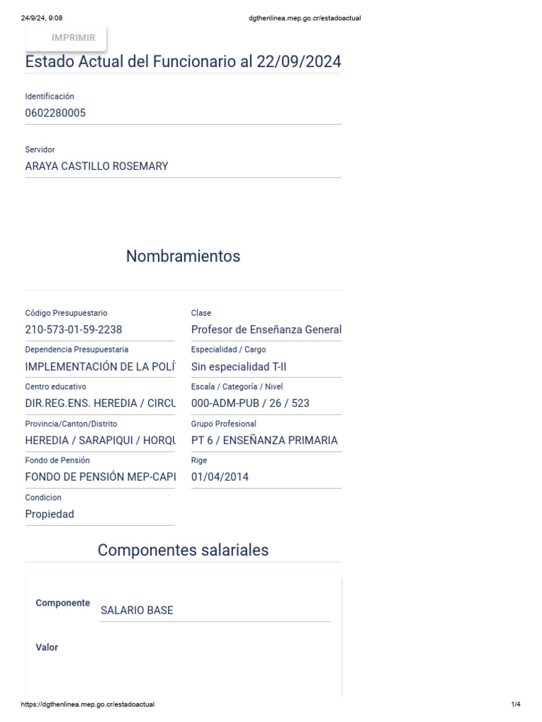 Dgthenlinea - Mep.go - CR Estadoactual | PDF