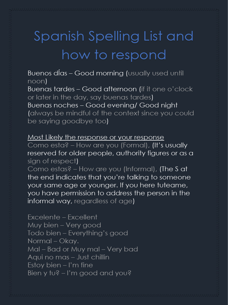 Spanish Greetings | PDF