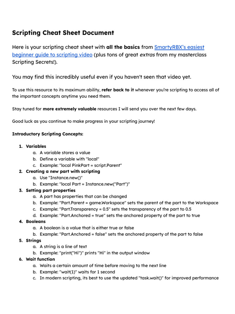 Scripting Secrets Cheat Sheet | PDF