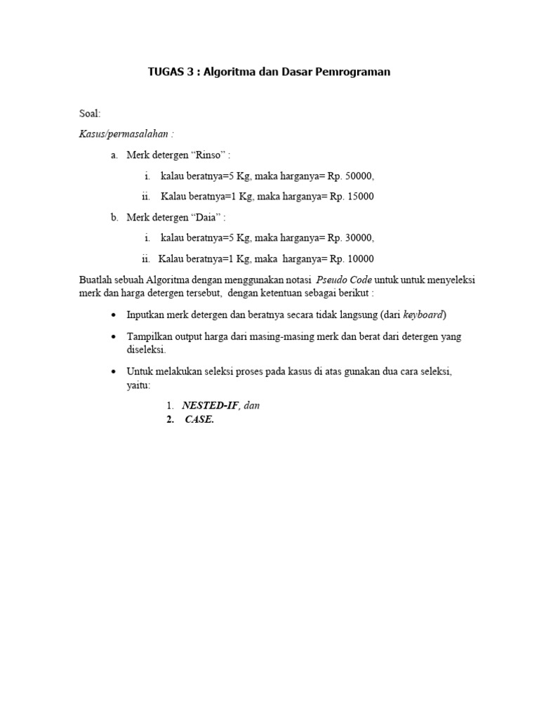 Tugas 3 - Algoritma Dan Dasar Pemrograman - RZL | PDF