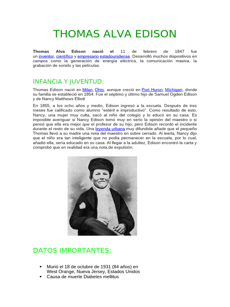 Thomas Alva Edison | PDF