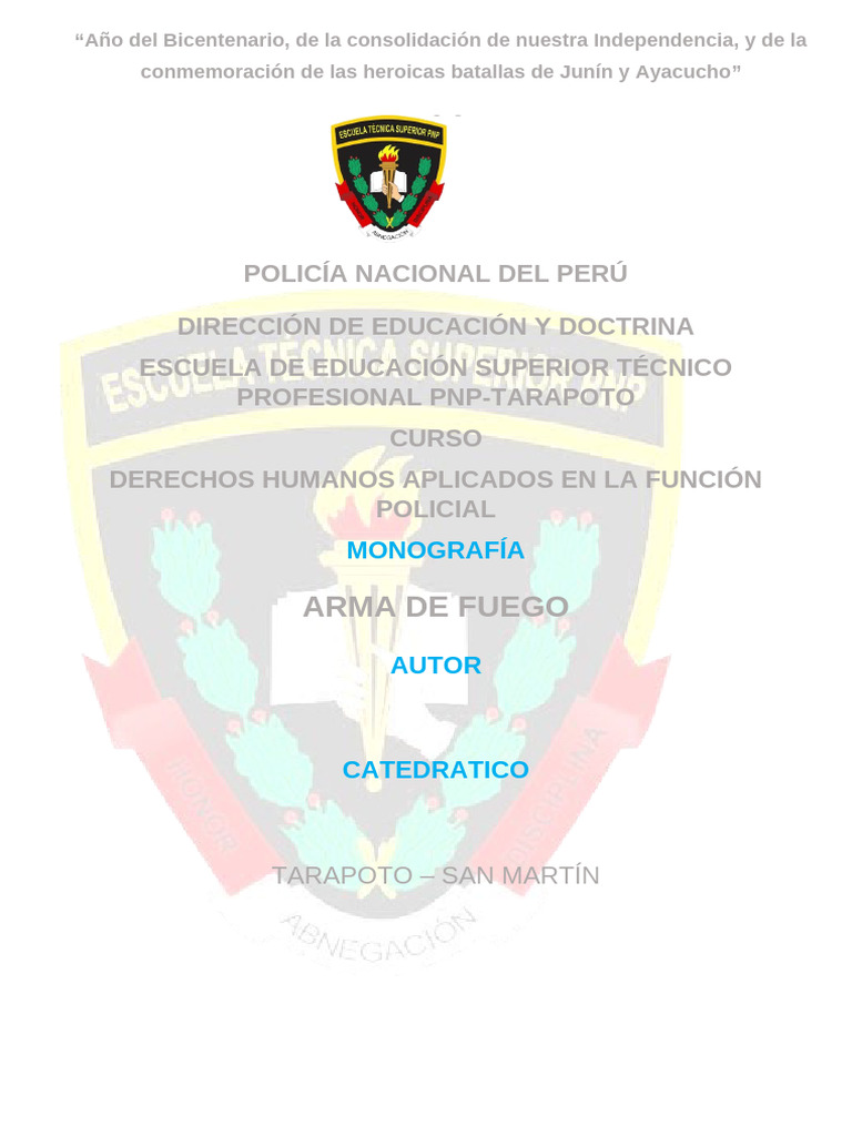 MONOGRAFIA Uso y Manejo de Armas de Fuego | PDF