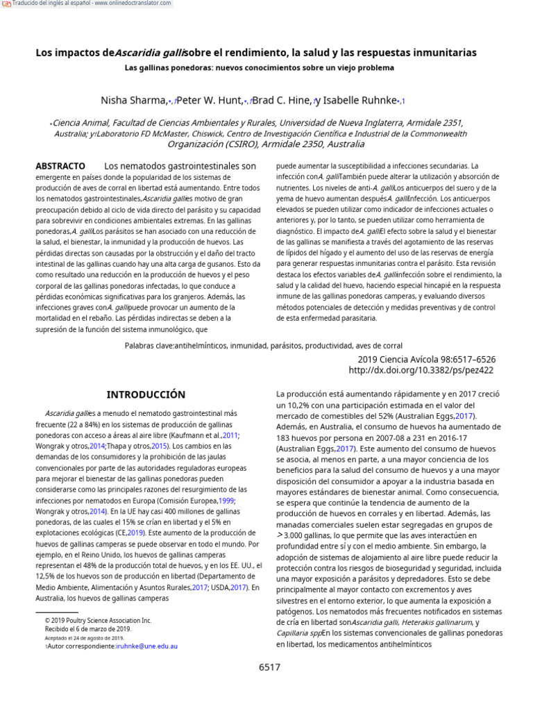 Ascaridia Galli Impacto 2019.en - Es | PDF | Sistema inmune | Salud y ...