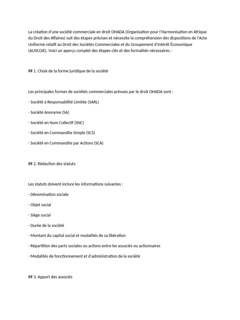 La Création d'Une Société | PDF La Création d'Une Société | PDF