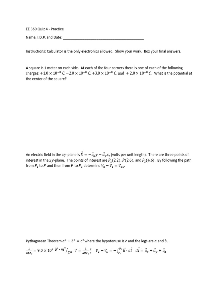 EE 360 Fall 2024 Quiz 5 - Practice | PDF