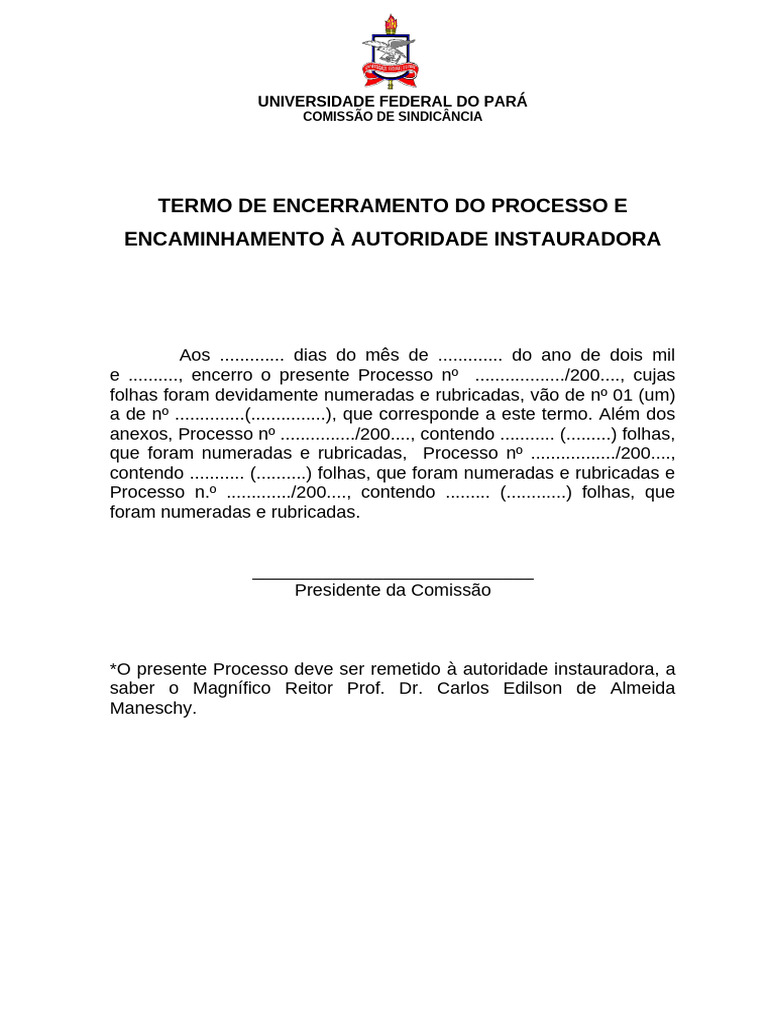 Modelo 15 - Termo de Encerramento | PDF