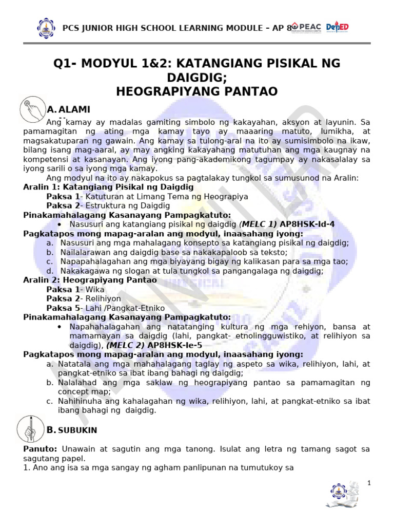 Q1-Module 1&2 Ap8 | PDF