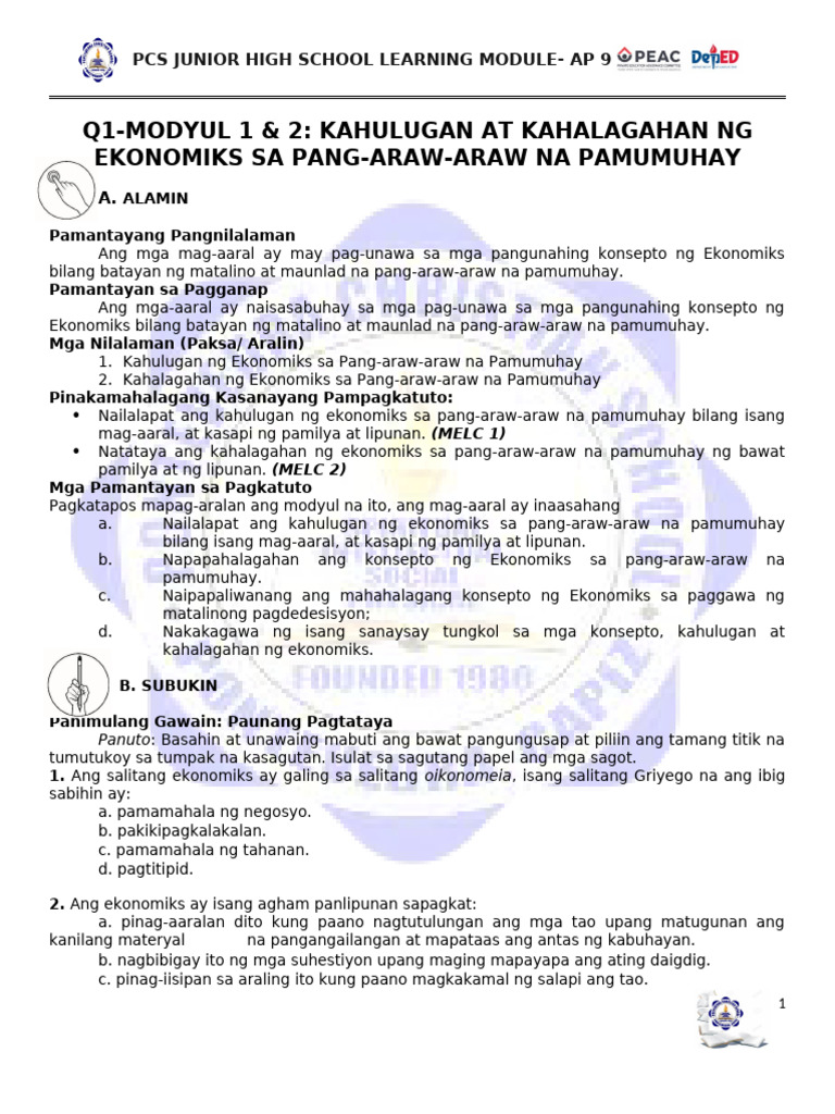 Q1-Module 1&2 Ap9 | PDF
